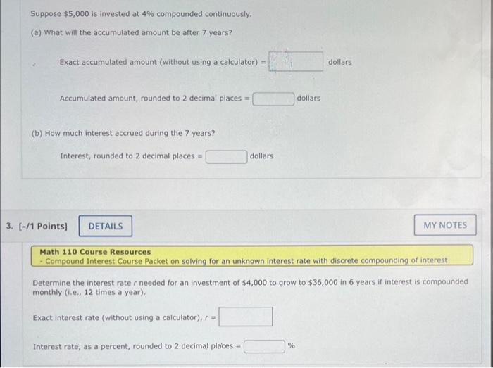 Solved Suppose $5,000 is invested at 4% compounded | Chegg.com
