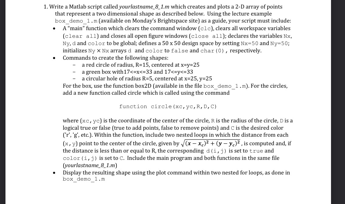Solved Write A Matlab Script Called Yourlastname81 M