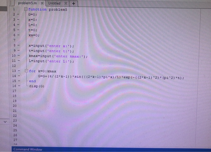 Solved 5. (20 points) Write a Matlab program that takes in | Chegg.com