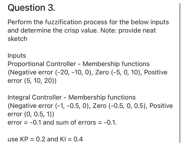 Solved Perform the fuzzification process for the below | Chegg.com
