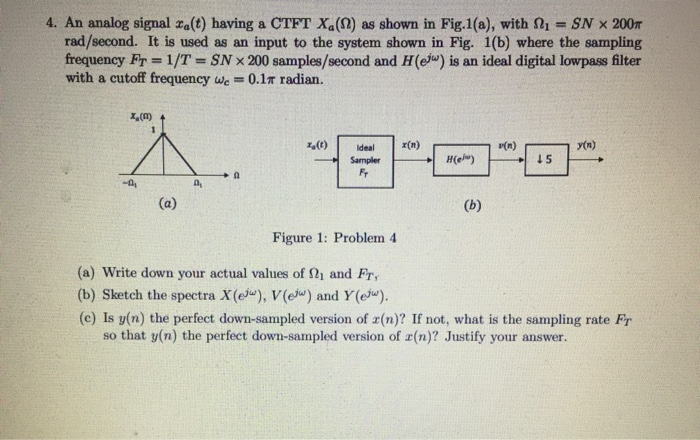 4. An analog signal xat) having a CTFT X.(12) as | Chegg.com