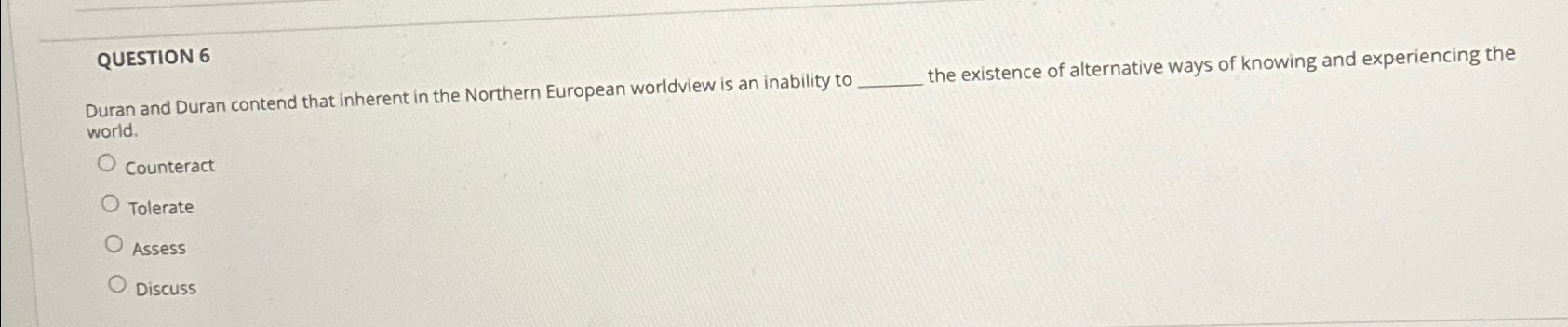 Solved QUESTION 6Duran and Duran contend that inherent in | Chegg.com