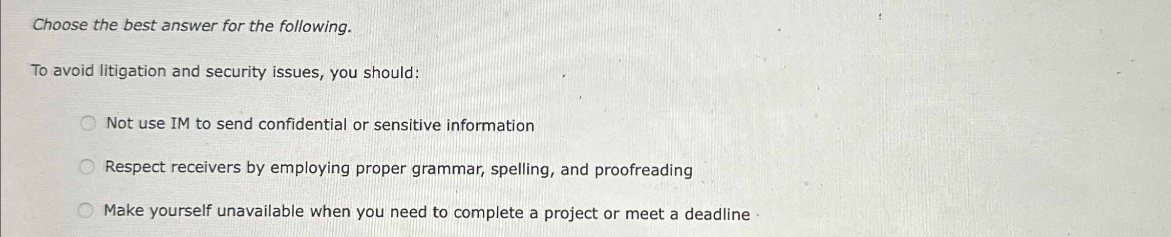 Solved Choose the best answer for the following.To avoid | Chegg.com