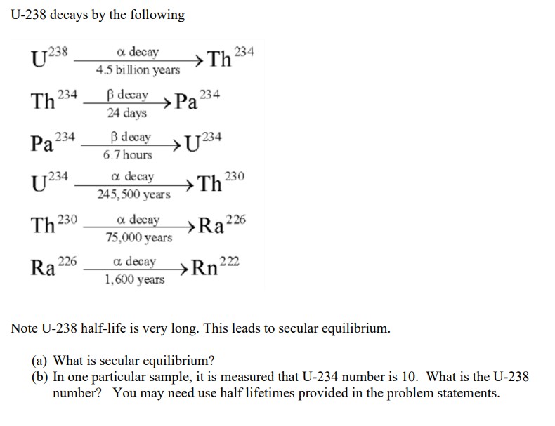 Solved U-238 ﻿decays by ﻿the | Chegg.com