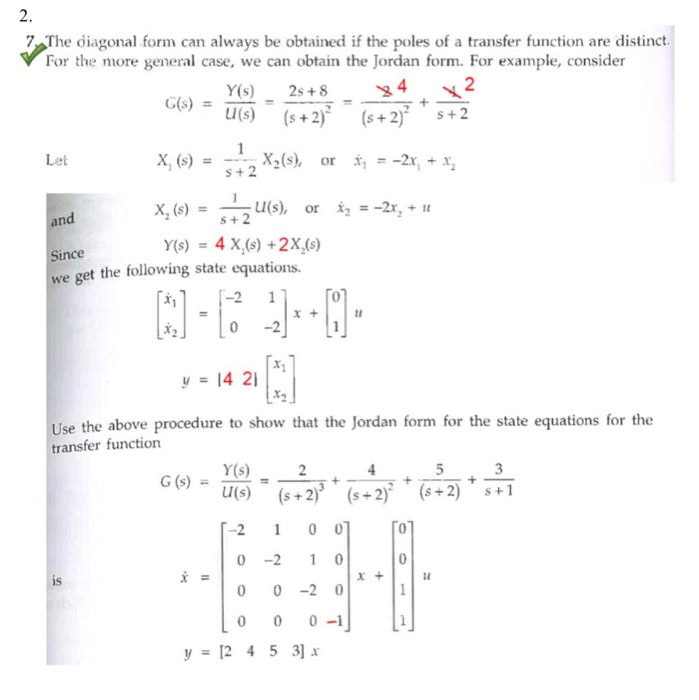 Solved The diagonal form can always be obtained if the poles | Chegg.com