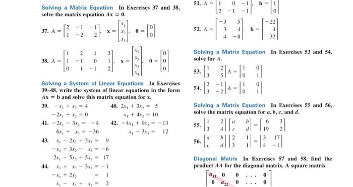 Solved Solving a Matrix Equation In Exercises 37 and 38, | Chegg.com