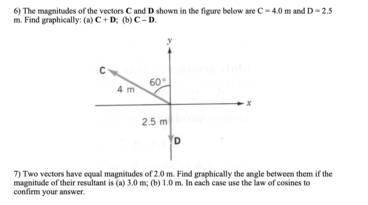 Solved 7) ﻿Two vectors have equal magnitudes of 2.0 ﻿m . | Chegg.com