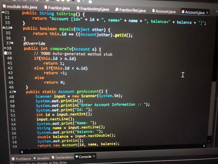 Solved Account: public String tostring() f \} return | Chegg.com