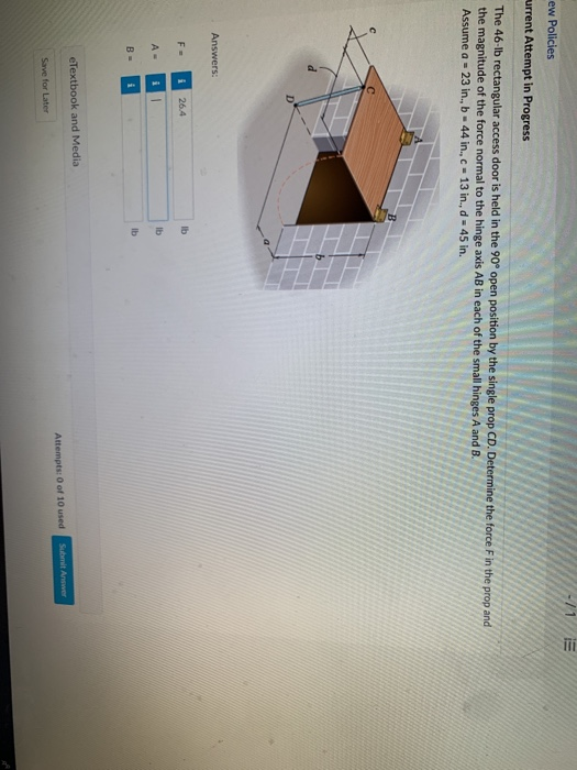 Solved -/15 ew Policies urrent Attempt in Progress The 46-lb | Chegg.com