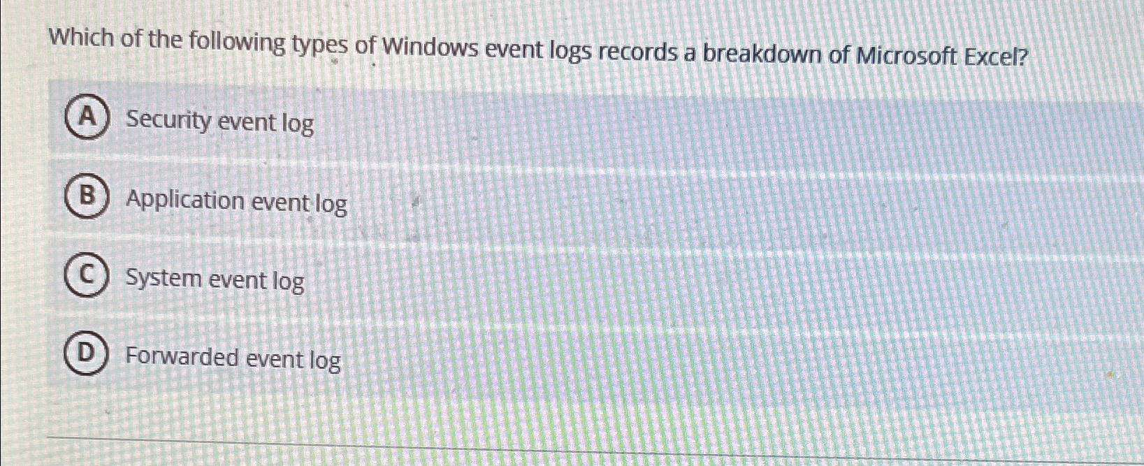 Solved Which of the following types of Windows event logs | Chegg.com