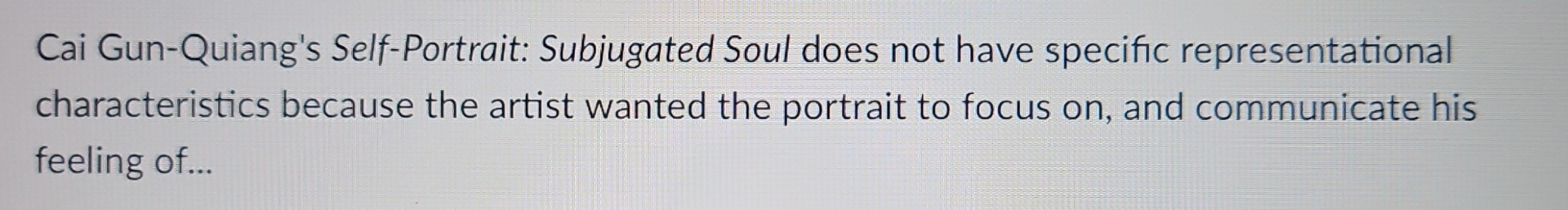Solved Cai Gun-Quiang's Self-Portrait: Subjugated Soul does | Chegg.com