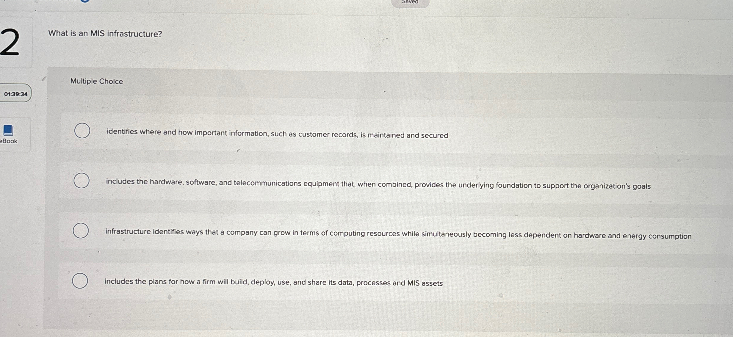 Solved What is an MIS infrastructure?Multiple | Chegg.com