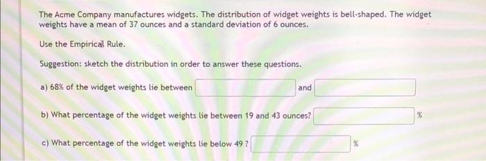 Solved The Acme Company manufactures widgets. The | Chegg.com