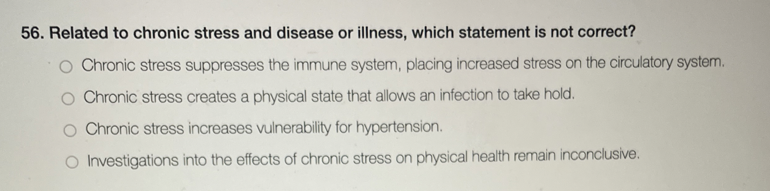 Solved Related to chronic stress and disease or illness, | Chegg.com