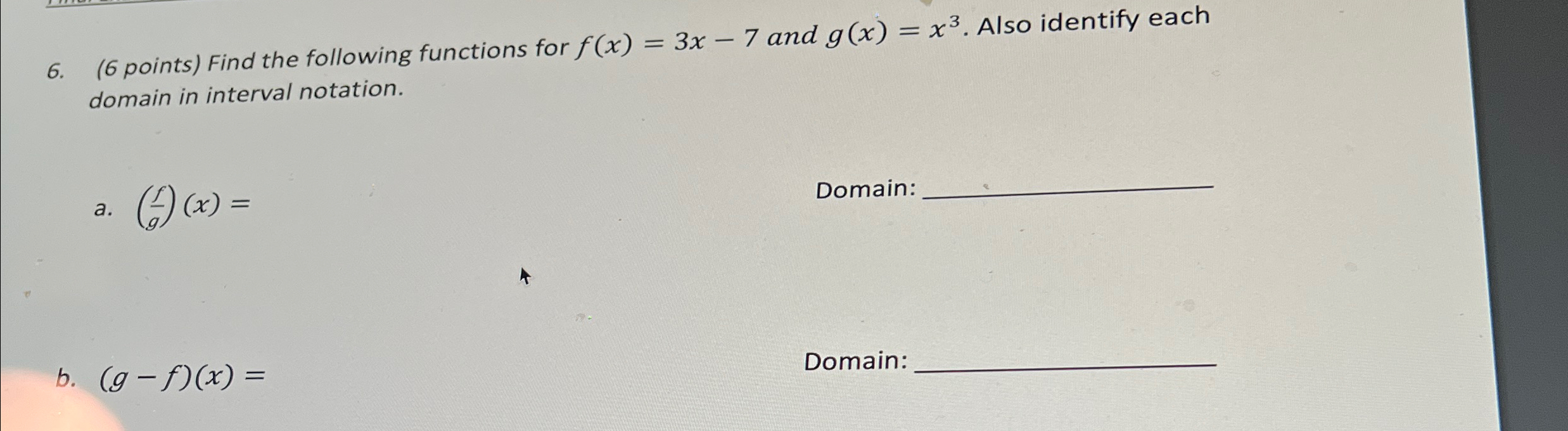 Solved (6 ﻿points) ﻿Find the following functions for | Chegg.com
