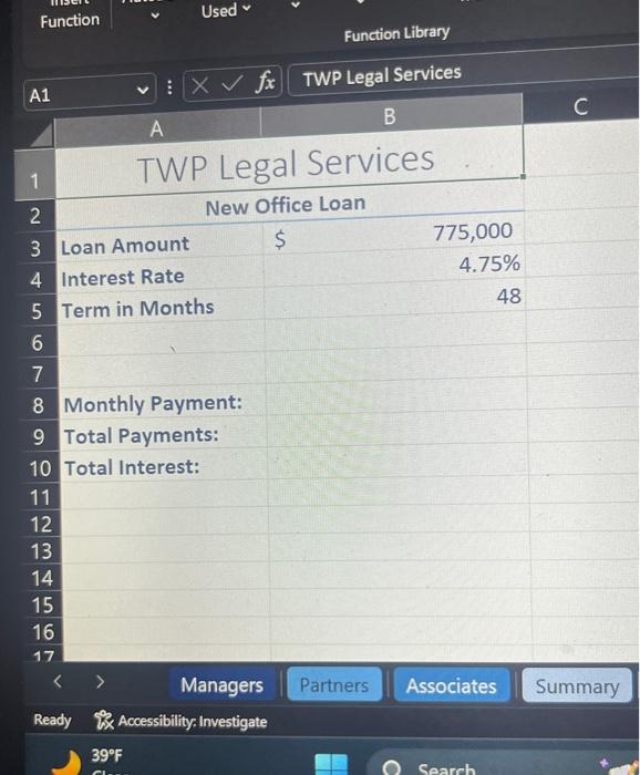 Solved 8. Calculate payments with the PMT function. a. | Chegg.com