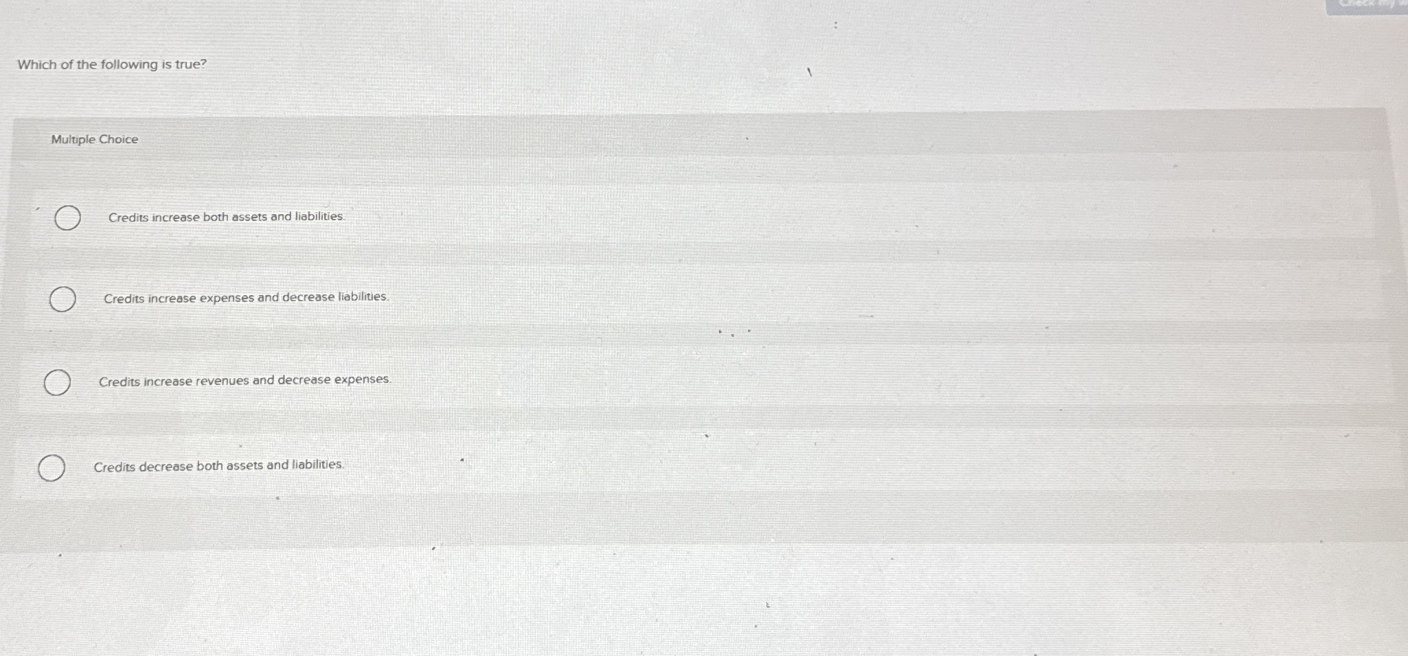 Solved Which of the following is true?Multiple ChoiceCredits | Chegg.com