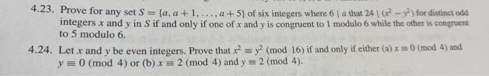 Solved 4.23. Prove for any set S={a,a+1,…,a+5} of six | Chegg.com