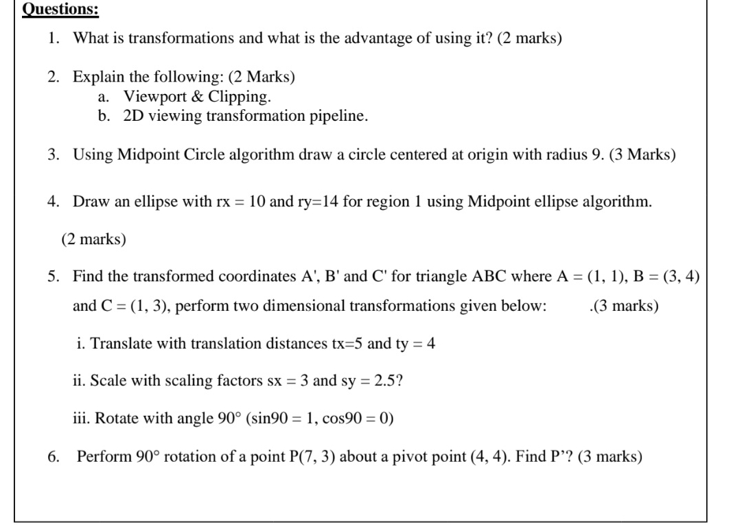 Solved Questions:What is transformations and what is the | Chegg.com
