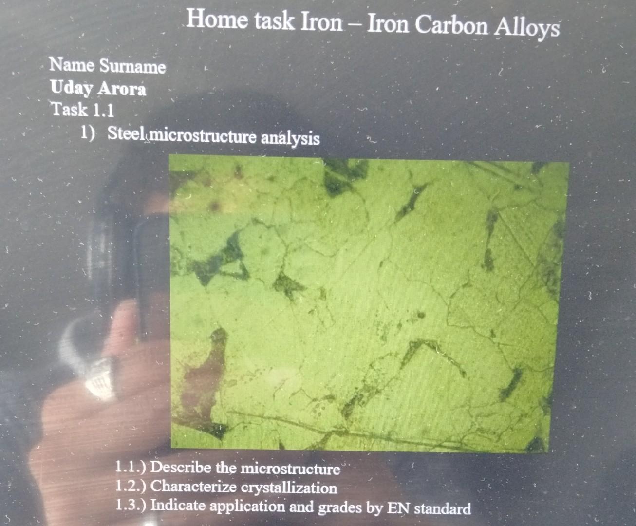 Solved Name Surname Uday Arora Task 1.1 Home task Iron - | Chegg.com