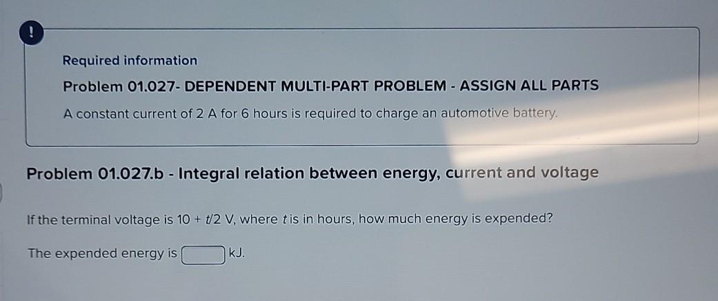 Solved ! Required information Problem 01.027-DEPENDENT | Chegg.com