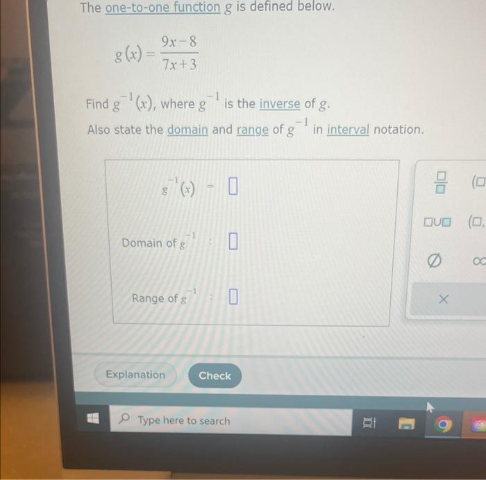 Solved The one-to-one function g is defined below. | Chegg.com
