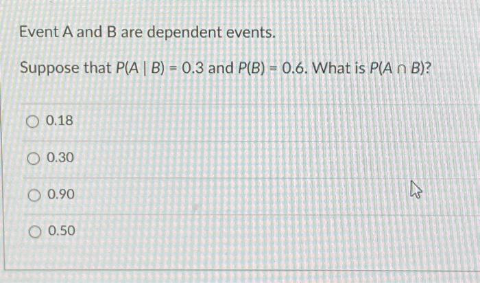 Solved Event A and B are dependent events. Suppose that P(A | Chegg.com