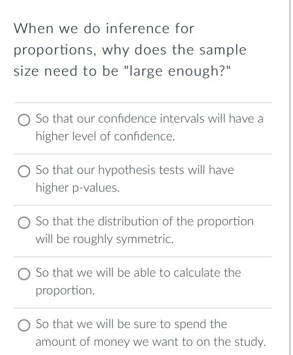 Solved The purpose of doing statistical inference is: To | Chegg.com