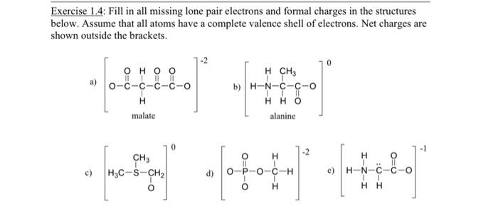 Solved Exercise 1.4: Fill in all missing lone pair electrons | Chegg.com