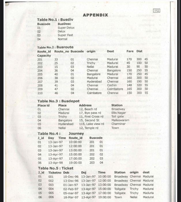 Solved 6. Display all the details of buses having buscode 02 | Chegg.com