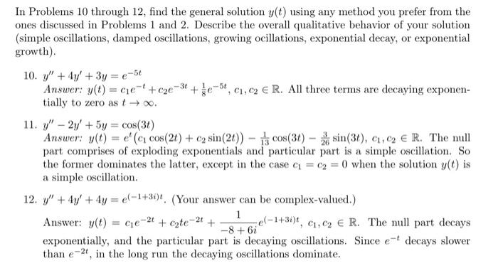 Solved In Problems 10 through 12, find the general solution | Chegg.com