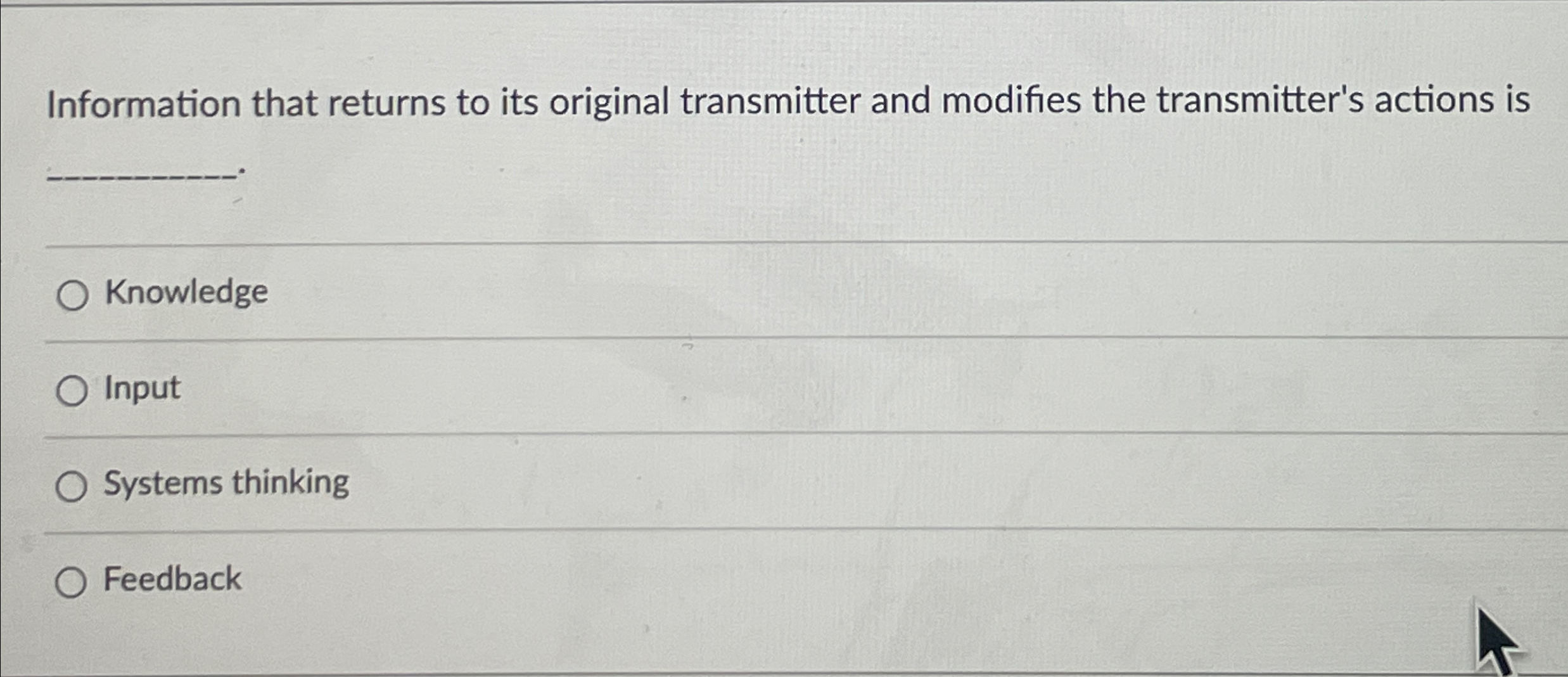 Solved Information that returns to its original transmitter | Chegg.com