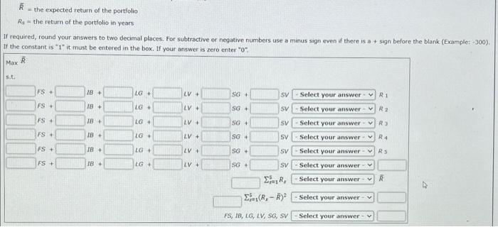 A second version of the Markowitz portfolio model | Chegg.com