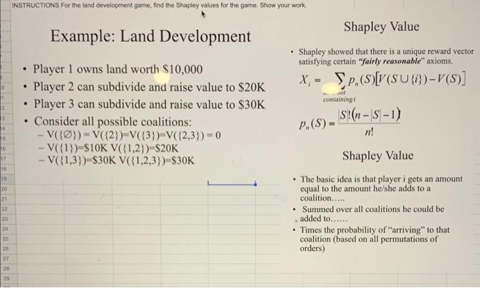INSTRUCTIONS For the land development game, find the | Chegg.com