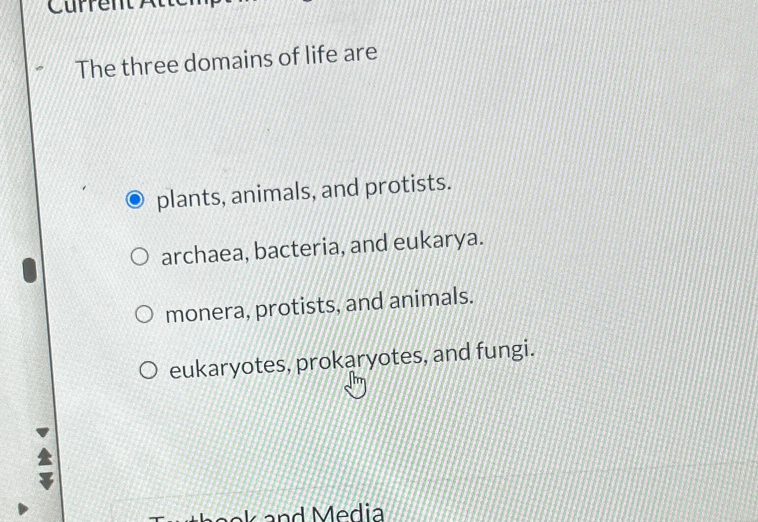 Solved The three domains of life areplants, animals, and | Chegg.com