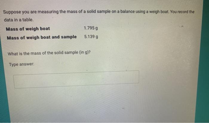 Solved Suppose you are measuring the mass of a solid sample | Chegg.com