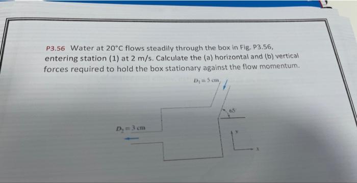 Solved P3.56 Water at 20∘C flows steadily through the box in | Chegg.com