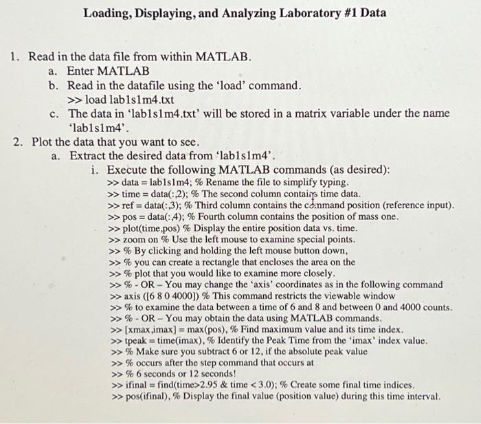 Solved Loading, Displaying, and Analyzing Laboratory \#1 | Chegg.com