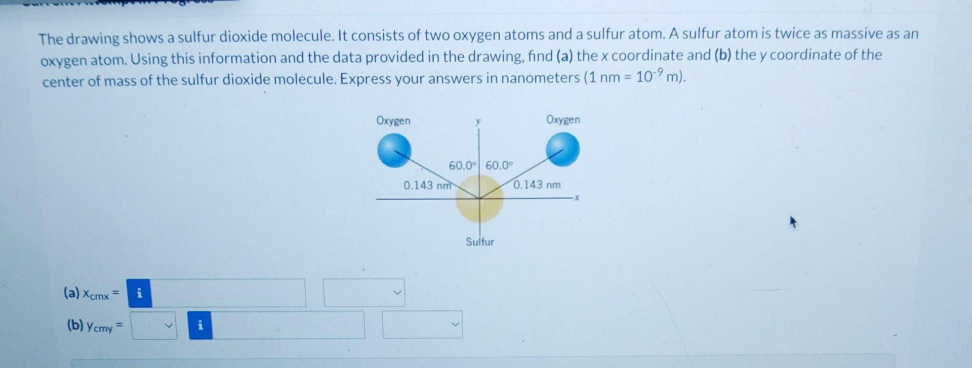 Solved The drawing shows a sulfur dioxide molecule. It | Chegg.com