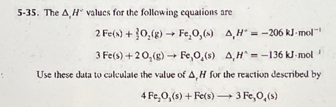Solved 5-35. ﻿The ΔrH " ﻿values for the following equations | Chegg.com