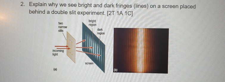 Solved 2. Explain why we see bright and dark fringes (lines) | Chegg.com