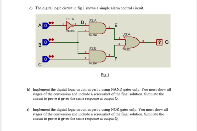 Solved c) ﻿The digital logic circuit in fig 1 ﻿shows a | Chegg.com