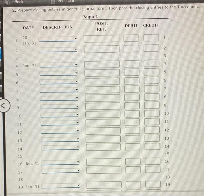 1. Enter the existing balance for each T account. | Chegg.com