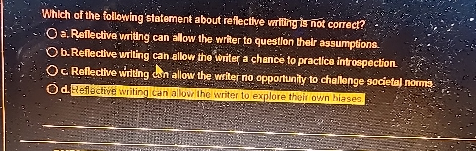 Solved Which of the following statement about reflective | Chegg.com