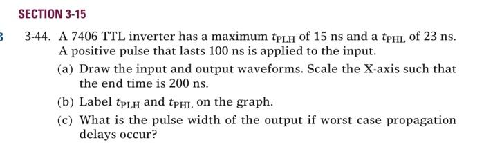 Solved 3-44. A 7406 TTL inverter has a maximum tPLH of 15 ns | Chegg.com