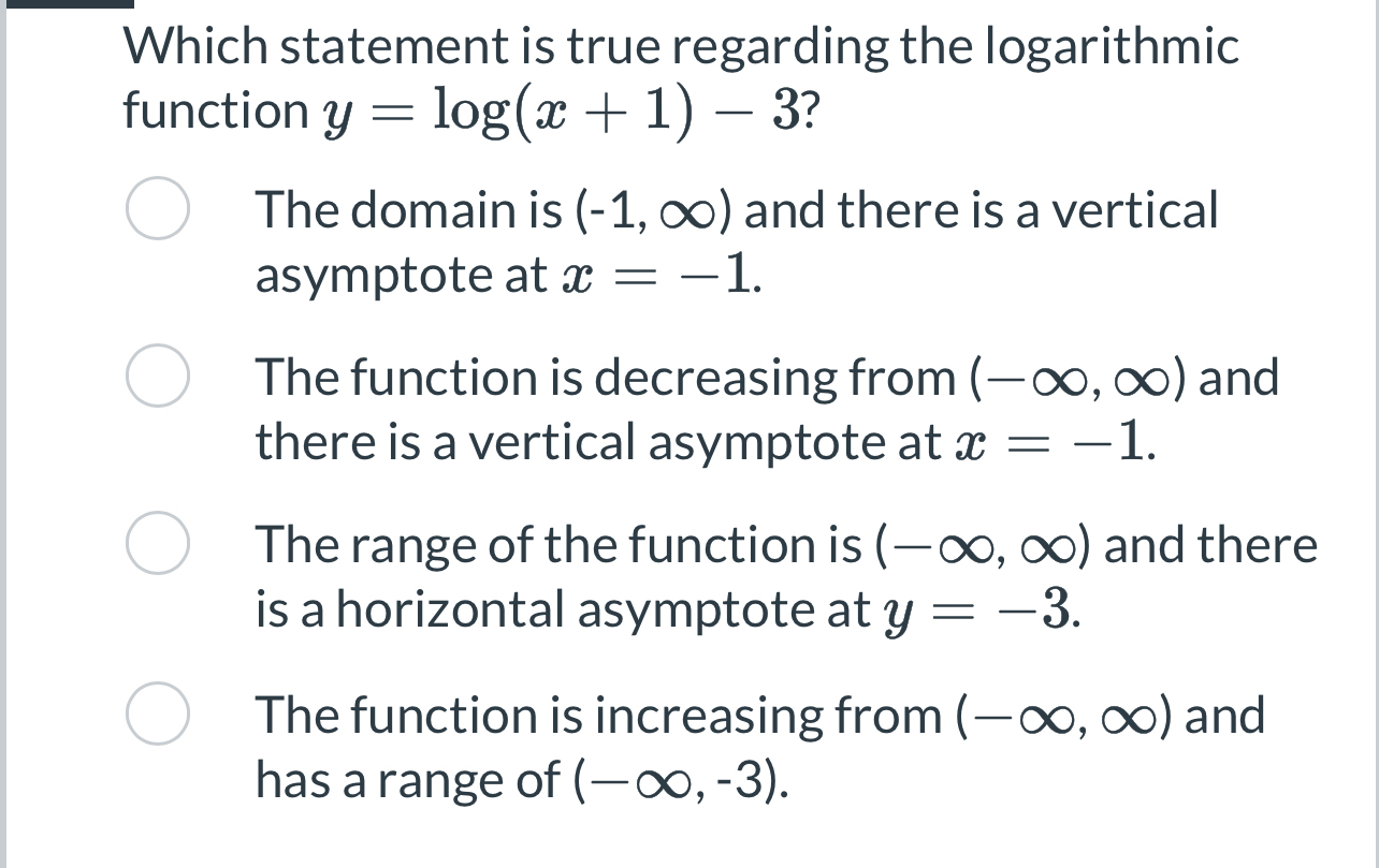 Solved Which statement is true regarding the logarithmic | Chegg.com