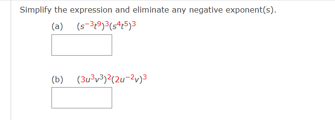 Solved Simplify the expression and eliminate any negative | Chegg.com