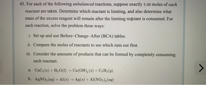 Solved 45. For each of the following unbalanced reactions, | Chegg.com