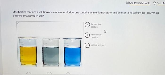 Solved One beaker contains a solution of ammonium chloride, | Chegg.com