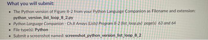 Solved What you will create: Python coding documentation to | Chegg.com